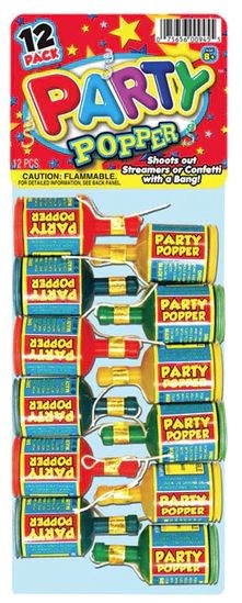 Party Poppers Assorted Colors 12 Pack - The Judaica Place