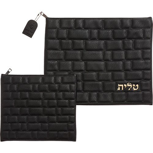 Tallis and Tefillin Bag Set Faux Leather Black Embossed Kosel Design ...