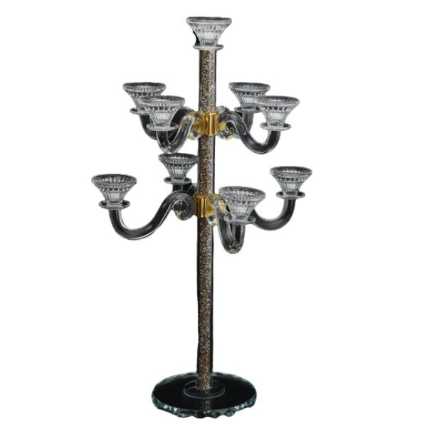 Crystal Candelabra 9 Branch Tall Design Silver and Gold Stones in Stems ...