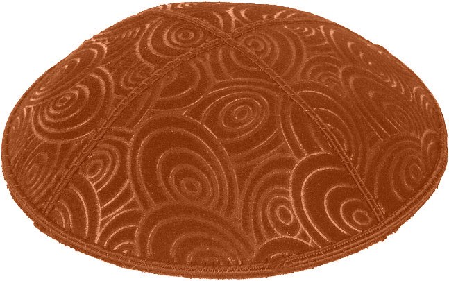 Rust Blind Embossed Circles Kippah with Green and Gold Trim - The ...