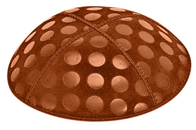 Rust Blind Embossed Large Dots Kippah without Trim - The Judaica Place