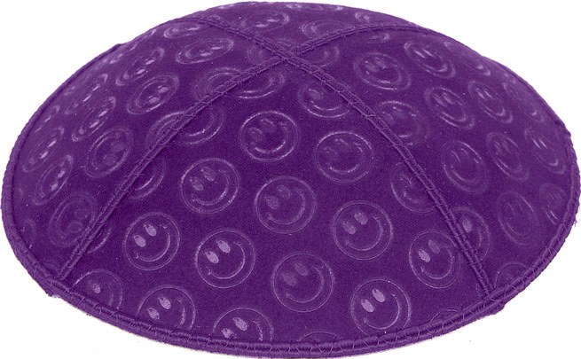 Purple Blind Embossed Smiley Kippah with Black and White Trim - The ...