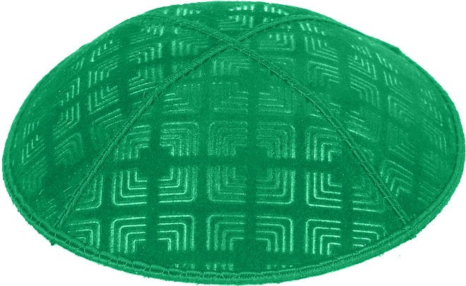 Emerald Blind Embossed Kippah without trim - The Judaica Place