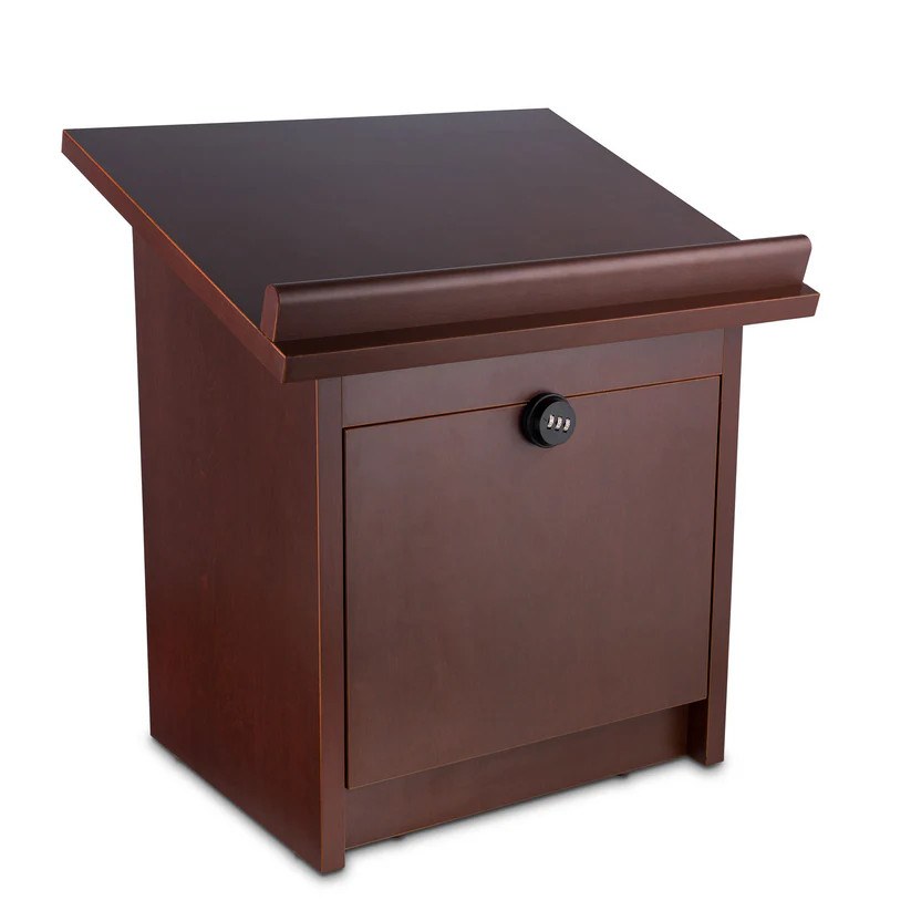 Wooden Tabletop Shtender with Combination Lock Mahogany - The Judaica Place