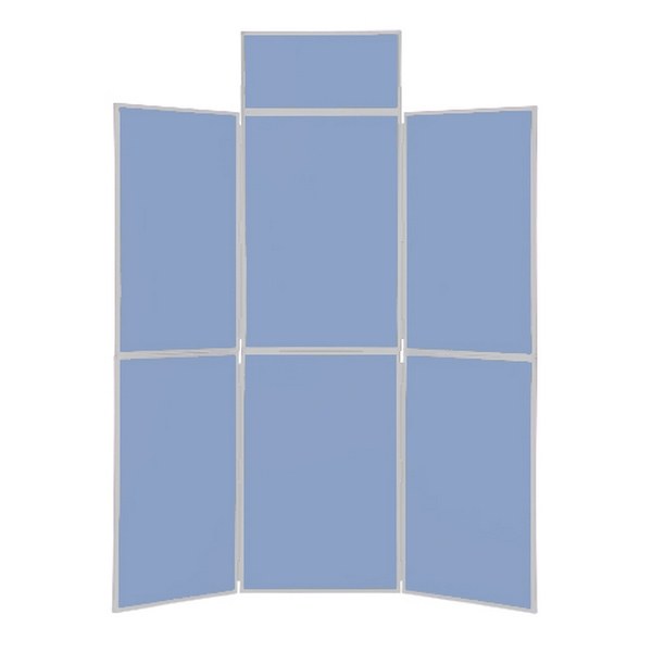 6 Panel Folding Display Stand Grey Frame/Blueberry Fabric - Boards Direct