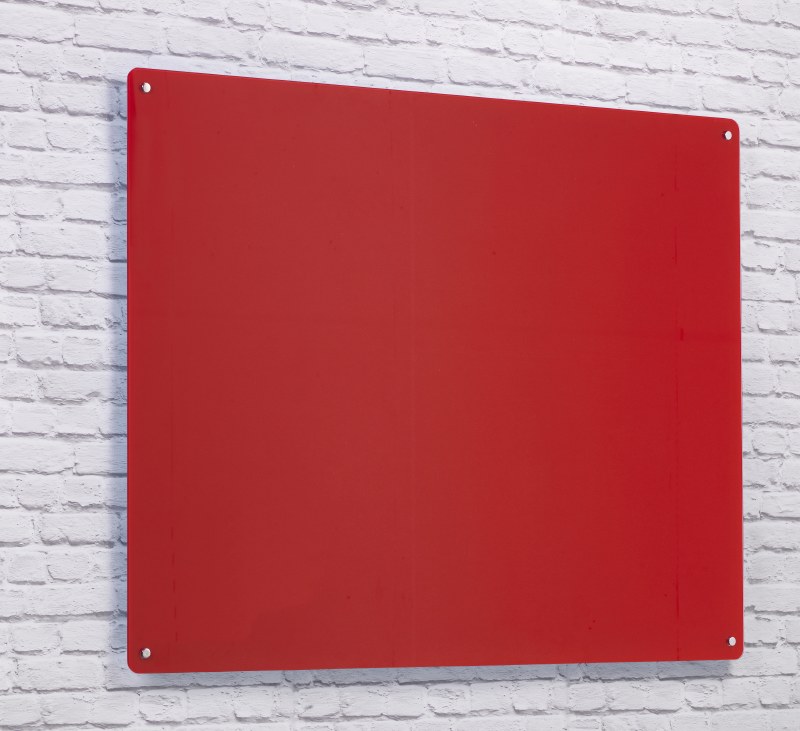Wall Mounted Glass Board 600 x 450mm Red - Boards Direct