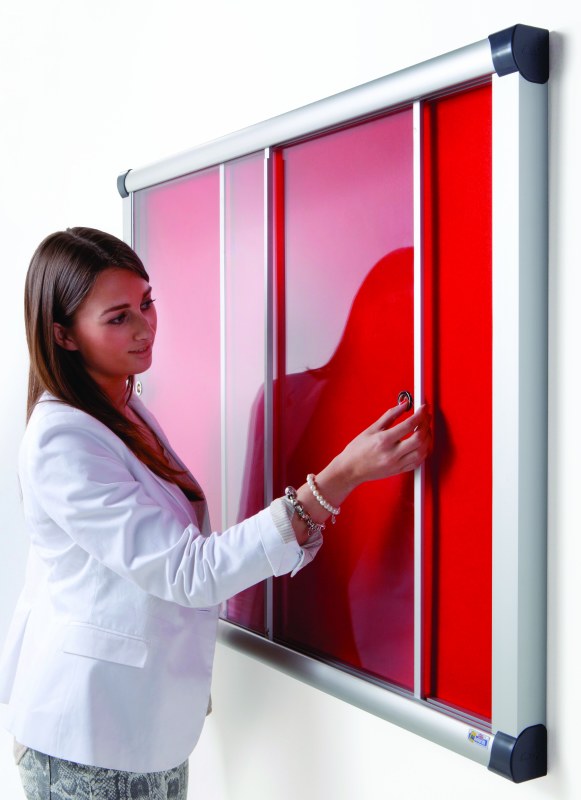 Eco-Sound Blazemaster Lockable Sliding Door Noticeboards - Boards Direct