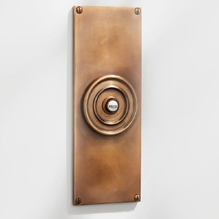 Downing Street Bell Push Antique Satin Brass - Broughtons Lighting ...