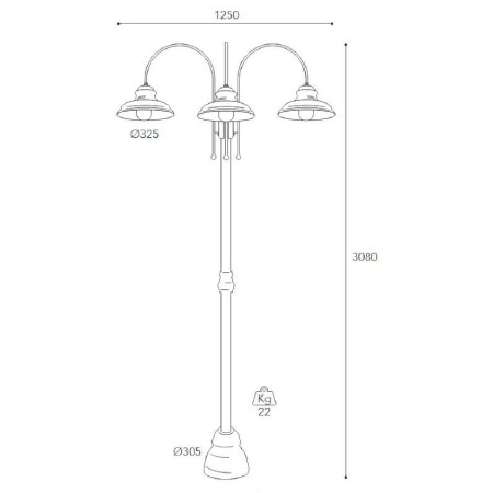 Mill Triple Lamp Post 1733 Aged Copper Opal Glass - Broughtons Lighting ...