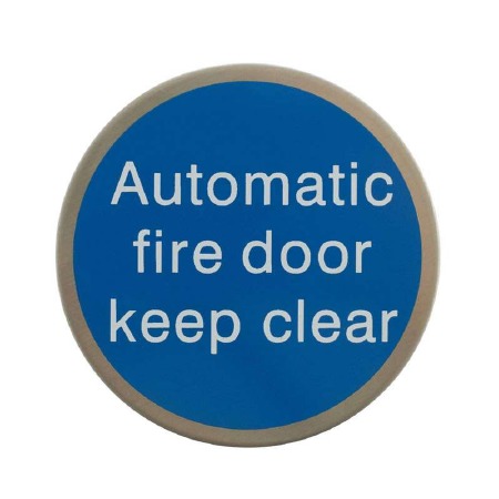 Automatic Fire Door Keep Clear Door Sign Satin Stainless Steel ...