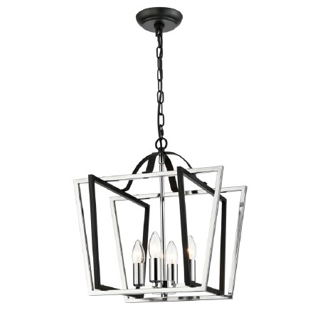 Aviary 4 Light Lantern Matt Black & Chrome - Broughtons Lighting ...