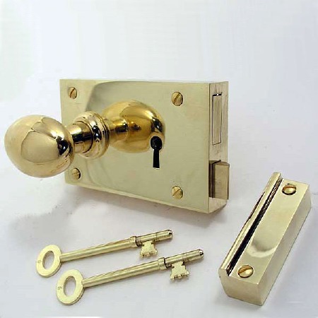 Plain Rim Lock 5" Left Hand Polished Brass Unlacquered - Broughtons ...