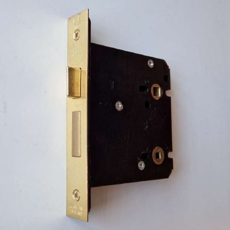 Bathroom Mortice Lock G8020 4" 5mm Spindle Polished Brass Unlacquered ...