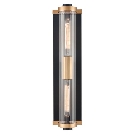 Charleston Large Wall Light IP44 Matt Black & Aged Brass - Broughtons ...