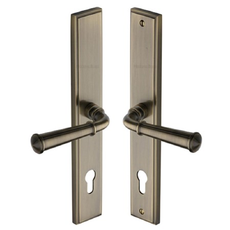 Heritage Colonial Multipoint Door Handles Left Hand Antique Brass ...