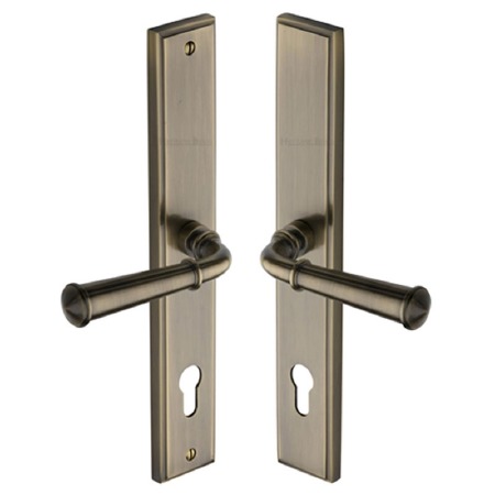 Heritage Colonial Multipoint Door Handles Right Hand Antique Brass ...