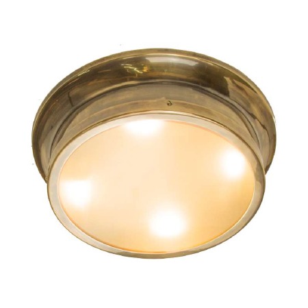 Deco Large Round Bulkhead Light IP44 Renovated Brass - Broughtons ...