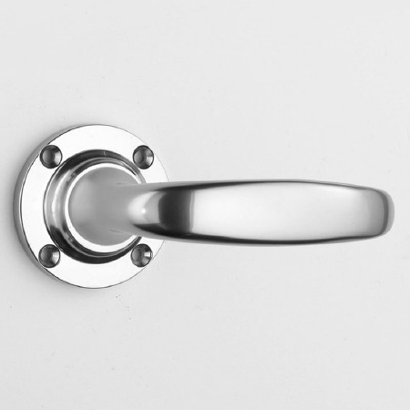 Aston Oval Door Handle on Round Rose Polished Chrome - Broughtons ...