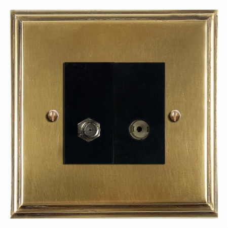 Edwardian Satellite & TV Socket Outlet Antique Satin Brass - Broughtons ...