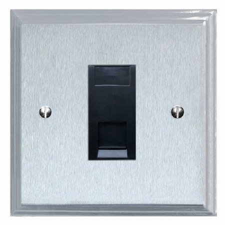 Edwardian RJ45 Socket CAT 6 Satin Chrome - Broughtons Lighting ...