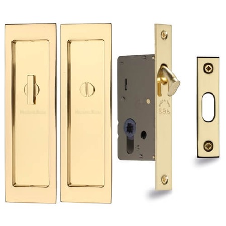 Heritage Pocket Door WC Privacy Set C1877 Polished Brass Lacquered ...