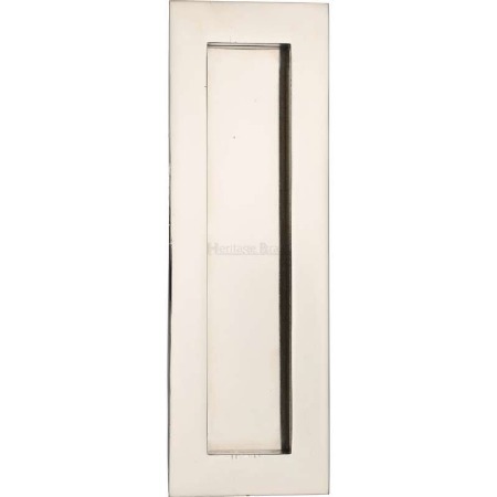 Heritage Rectangular Flush Door Pull C1855 175mm Polished Nickel - Broughtons Lighting & Ironmongery