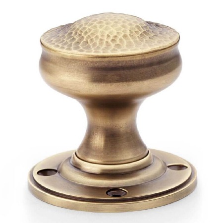 Hammered Door Knob Antique Brass - Broughtons Lighting & Ironmongery