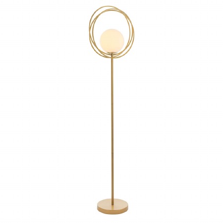 Hoop Floor Lamp Brushed Gold & Opal Glass - Broughtons Lighting ...