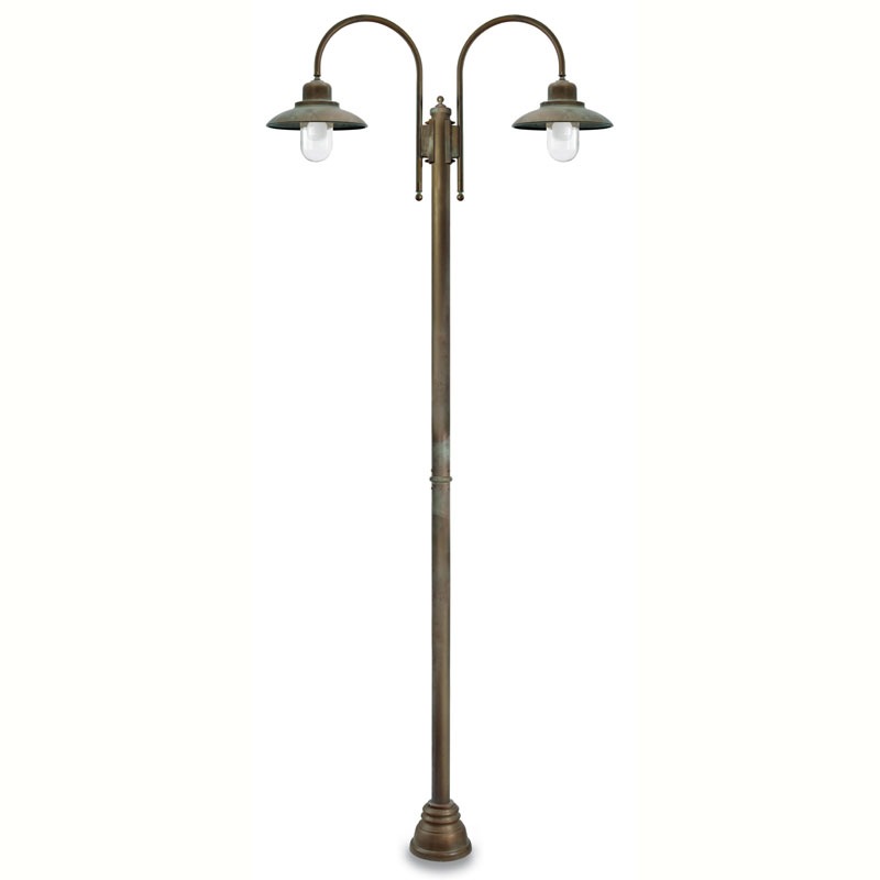 Patio Dual Lamp Post 1762 Aged Copper Clear Glass - Broughtons Lighting ...
