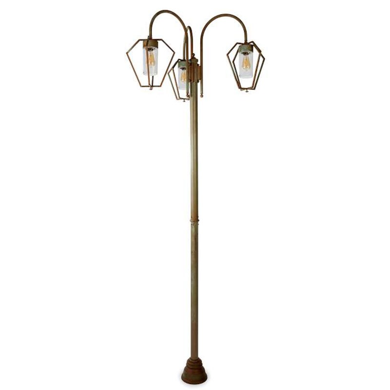 Gemstone Triple Lamp Post 3473 E27 Aged Copper Clear Glass - Broughtons ...