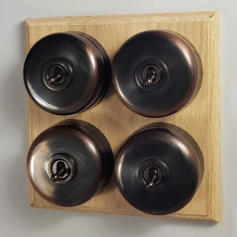 Round Dolly Light Switch 4 Gang on Oak Base Oil Rubbed Bronze Black ...