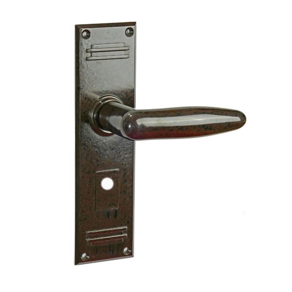 Bakelite Dudok Door Handles on Gatsby Bathroom Plates Walnut ...