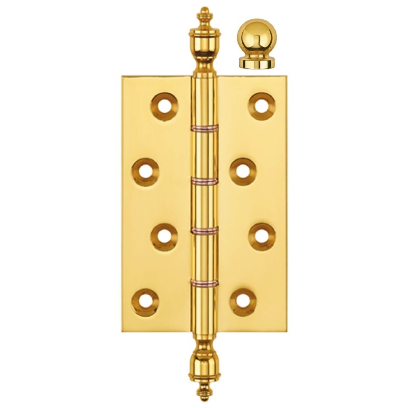 Ball Finial Butt Hinge 1440 100x65mm Polished Brass Lacquered ...