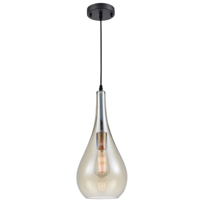 Teardrop Single Pendant Amber Glass - Broughtons Lighting & Ironmongery
