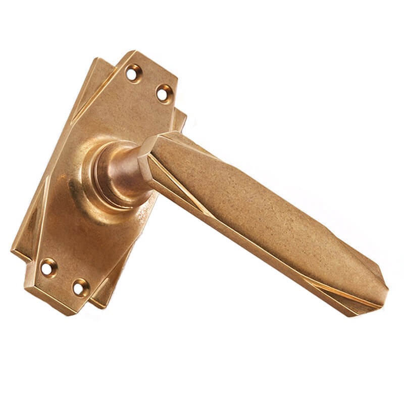 Art Deco Door Handle Aged Brass - Broughtons Lighting & Ironmongery