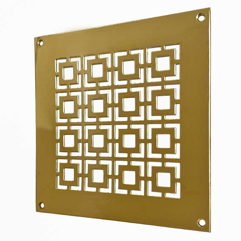 Art Deco Air Vent Cover 6"x 6" Polished Brass Unlacquered - Broughtons ...