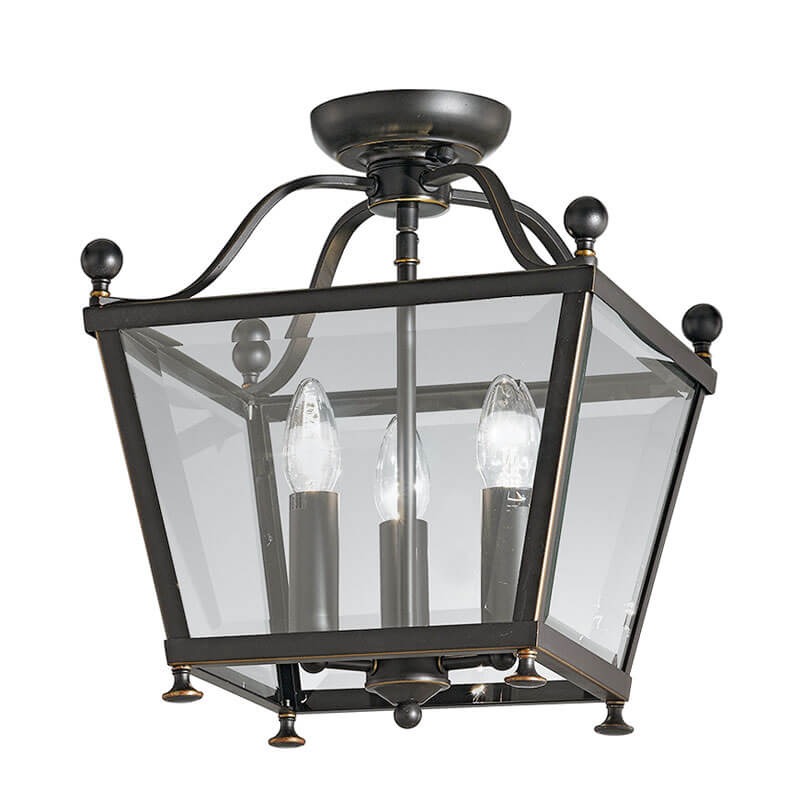 Atrio 3 Light Semi Flush Lantern Antique Bronze - Broughtons Lighting ...