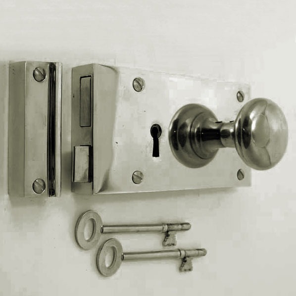 Plain Rim Lock 6" Right Hand, Polished Nickel - Broughtons Lighting ...