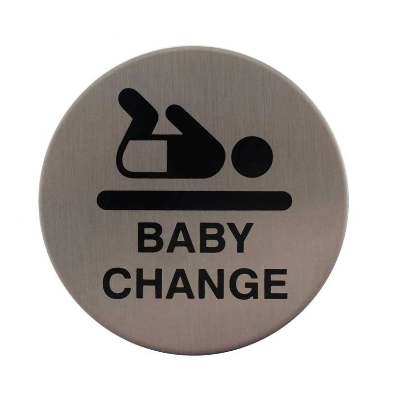 Baby Change Door Sign Satin Stainless Steel - Broughtons Lighting ...