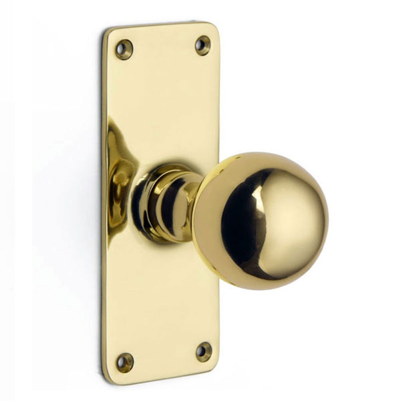 Ball Mortice Door Knobs Polished Brass Unlacquered - Broughtons Lighting & Ironmongery