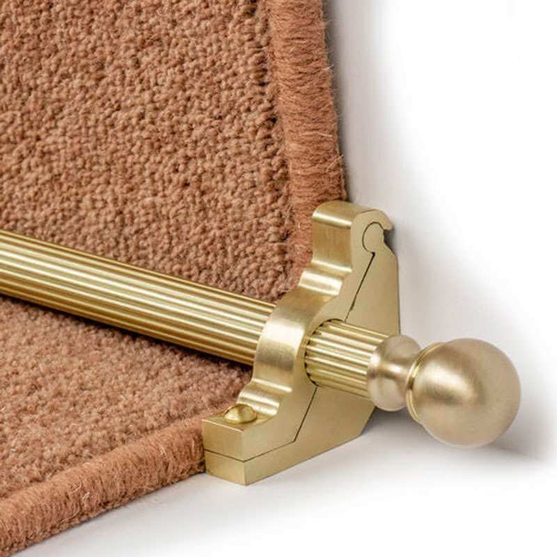 Balladeer Reeded Stair Rod Set For Runner Carpets Satin Brass ...