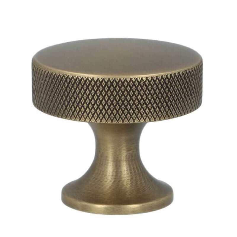 Berlin Knurled Cupboard Knob 38mm Antique Brass - Broughtons Lighting & Ironmongery