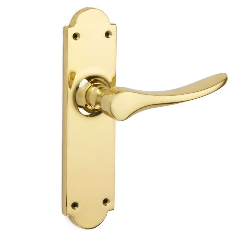 Cadeby Latch Door Handles Polished Brass Unlacquered - Broughtons ...