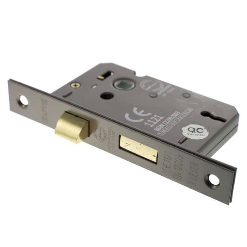 Mortice 3 Lever Sashlock CE Marked 2.5" Black Nickel - Broughtons Lighting & Ironmongery