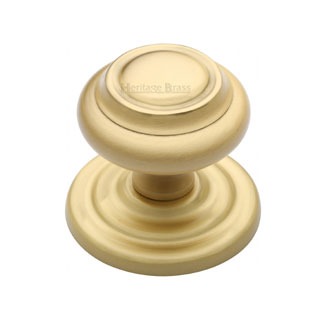 Heritage V905 Centre Door Knob Satin Brass - Broughtons Lighting & Ironmongery