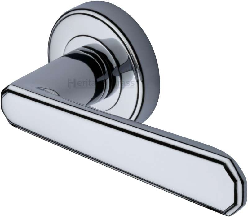 Heritage Century Round Rose Door Handles CEN11924 Polished Chrome ...