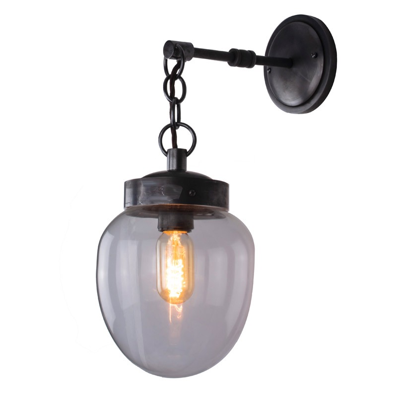 Charleston Wall Light Antique Brass with Clear Glass - Broughtons ...