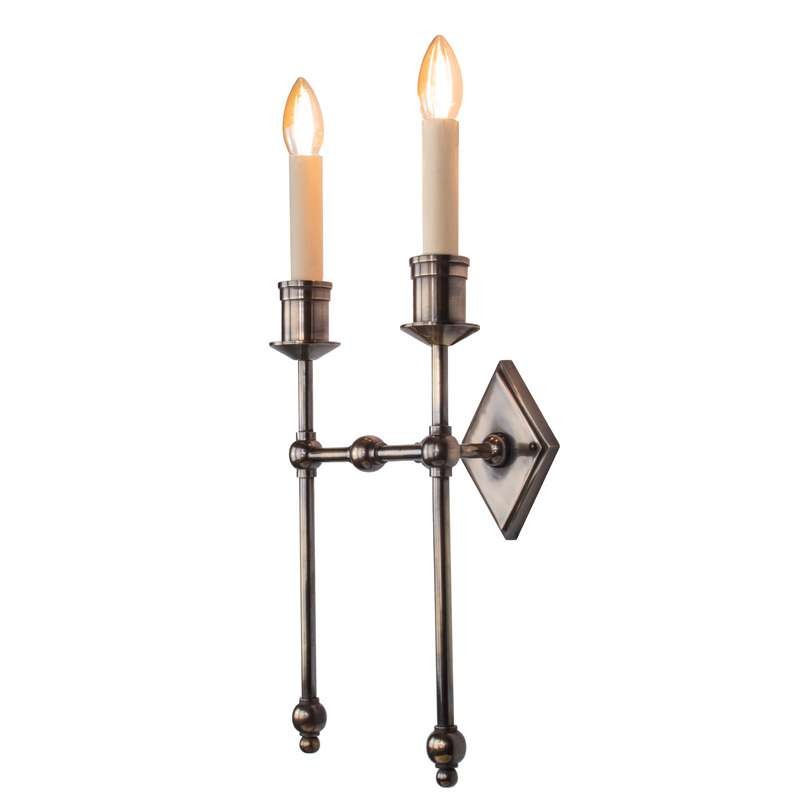 Christina Tall Double Wall Light Renovated Brass - Broughtons Lighting ...