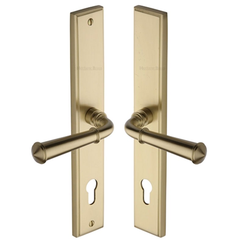 Heritage Colonial Multipoint Door Handles Right Hand Satin Brass ...