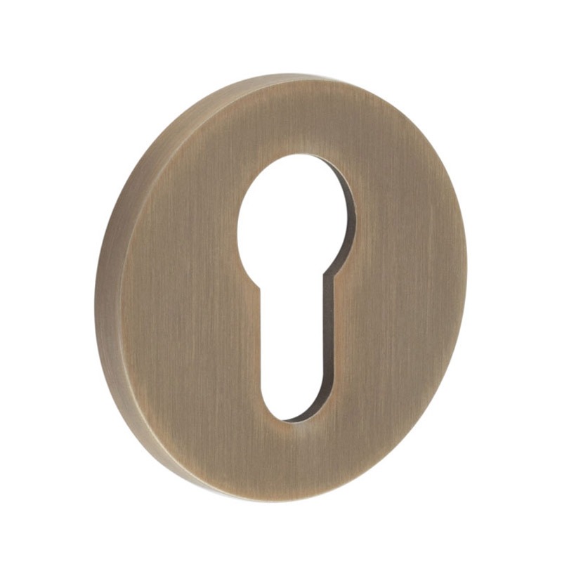 Round Escutcheon Euro Keyway Antique Brass PVD - Broughtons Lighting ...